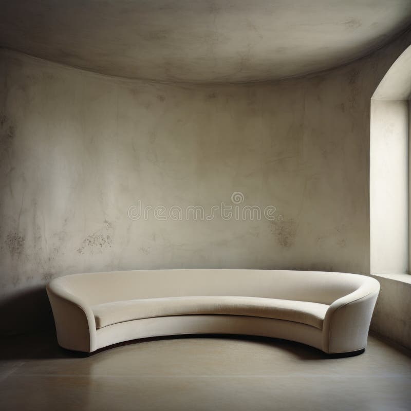 Curved Corner Sofa Against of Aged Stucco Wall Stock Illustration ...