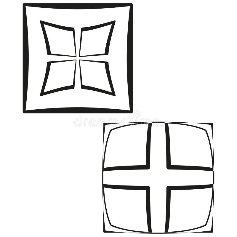 Curved Cross Icon. Rounded Square Symbol. Stylized Window Vector ...