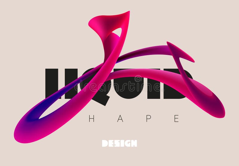 Curved 3D Geometric Shapes. Colored Liquid Element of Spiral Line Stock ...