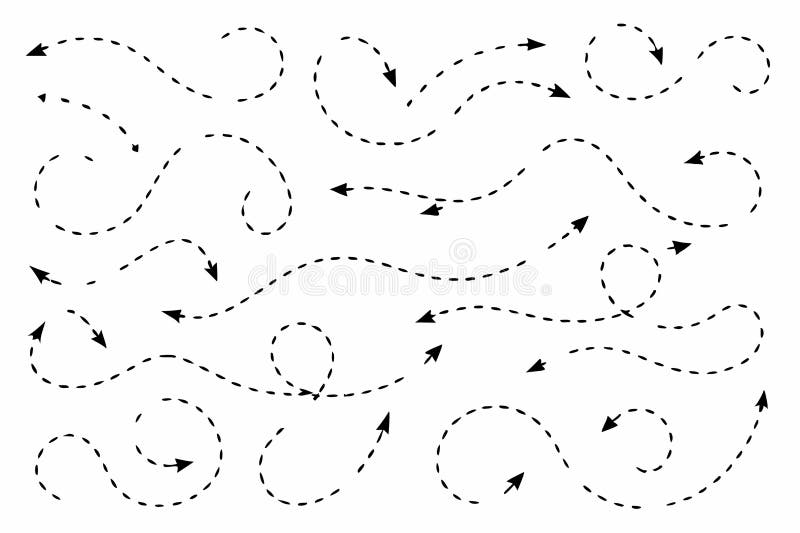 Curved Dash Arrows Pointer Navigation Motion Design Elements Stock ...