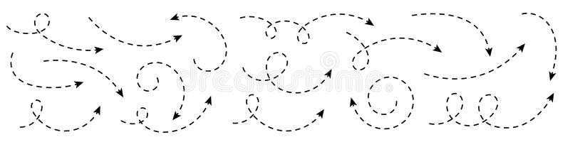 Collection of Dashed Curved Hand Drawn Arrows. Stock Vector ...