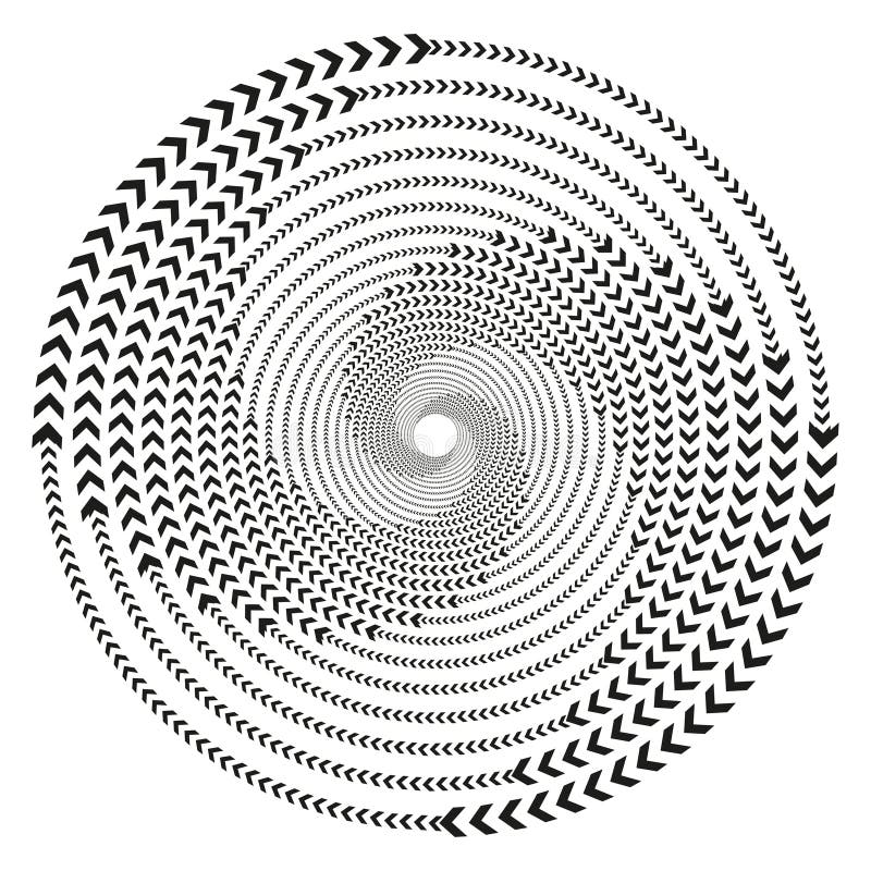 Curved Dot Spiral. Black White Illusion. Swirling Vector Shape ...