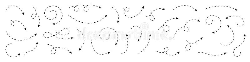 Curved Dotted Arrow. Zigzag Arrow Stripes Design with Dotted Lines ...