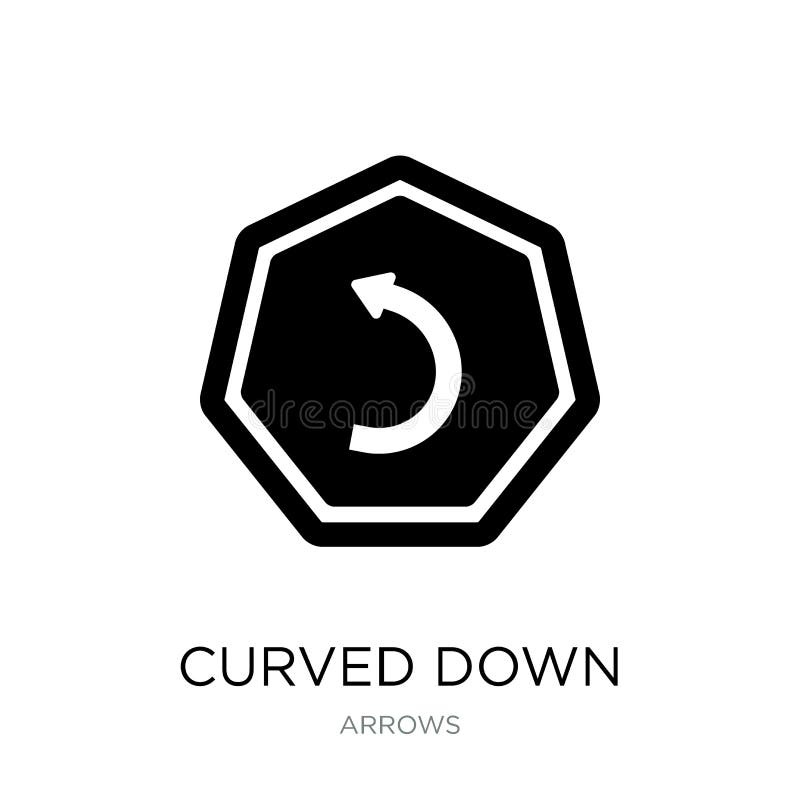 Curved Down Left Arrow Icon in Trendy Design Style. Curved Down Left ...