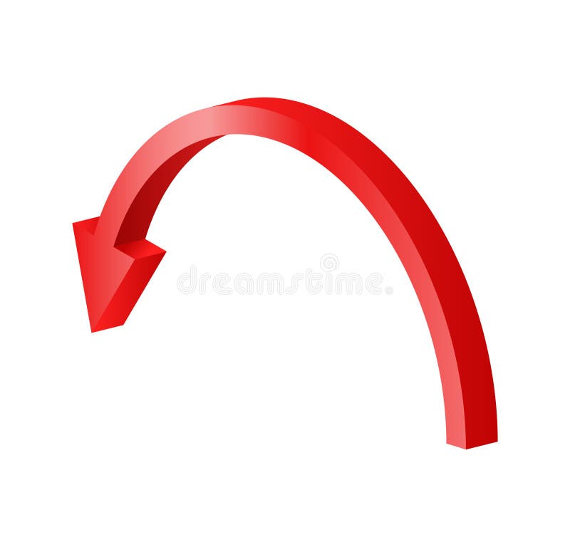 Curved Down Red Arrow. Diagram Pointer and Business Cursor Stock ...