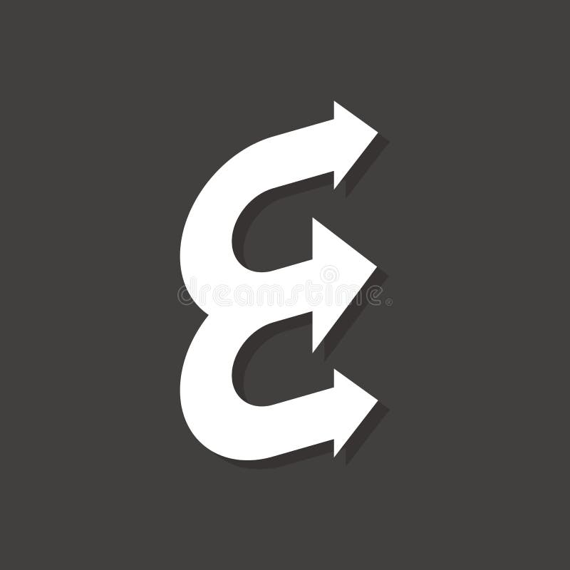 Curved E Letter with Arrow in the Middle Vector Logo Template Stock ...