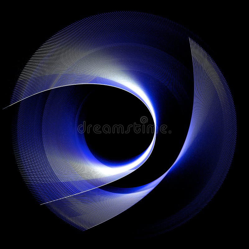 Curved Elements with Blue and White Stripes Rotate on a Black ...