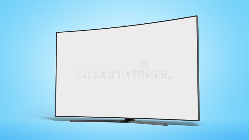 Curved Empty Screen Fuhd Tv 3d Render on Blue Gradient Stock ...