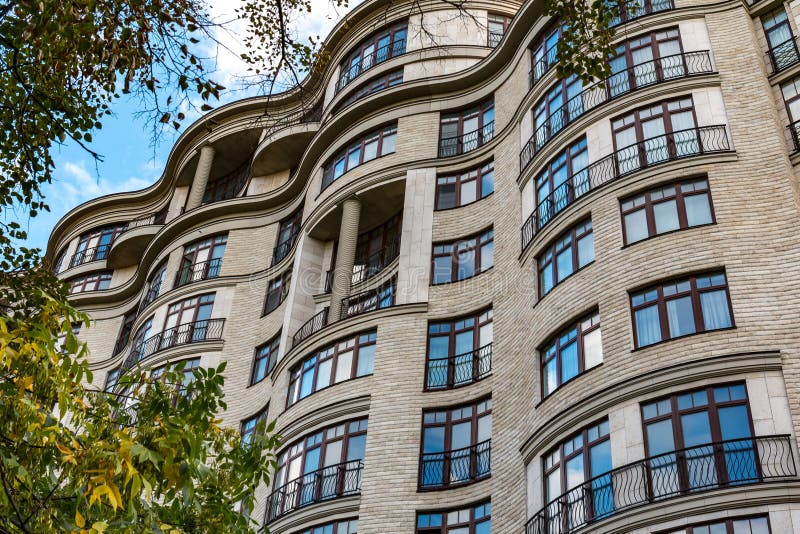 Curved Facade Of Building, Windows, Pattern Stock Image - Image of ...