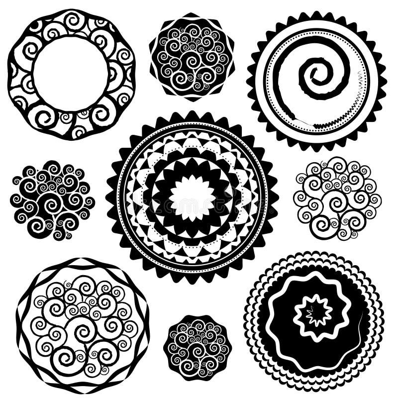 Curved Floral Decorative Textured Design Stock Illustration ...