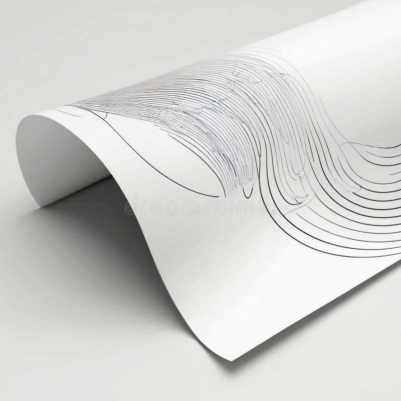 Curved, Flowing Lines on White Paper Evoke a Sense of Movement and ...
