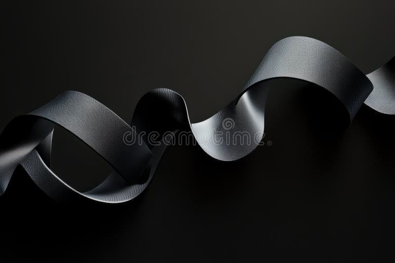 Curved, Flowing Ribbon in Black, Gradually Twisting and Expanding To ...