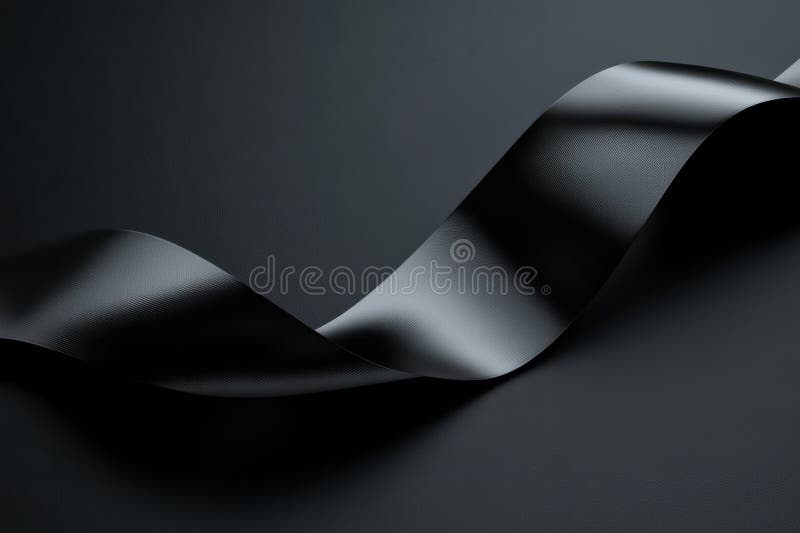 Curved, Flowing Ribbon in Black, Gradually Twisting and Expanding To ...