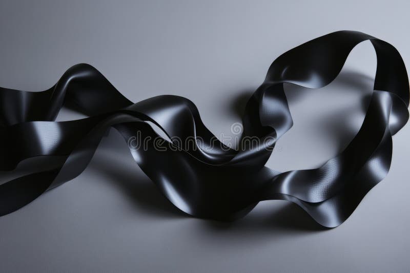 Curved, Flowing Ribbon in Black, Gradually Twisting and Expanding To ...