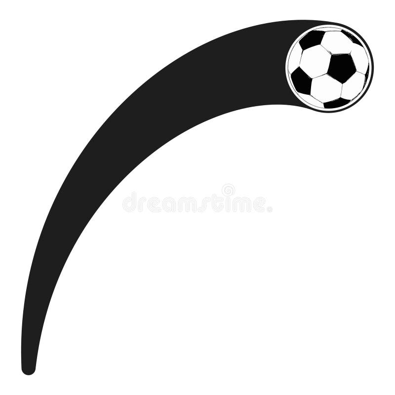 Curved Flying Soccer Ball Icon with Dynamic Motion Trail Effect Stock ...