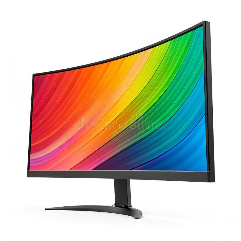 Curved Gaming Monitor White Background Stock Illustration ...