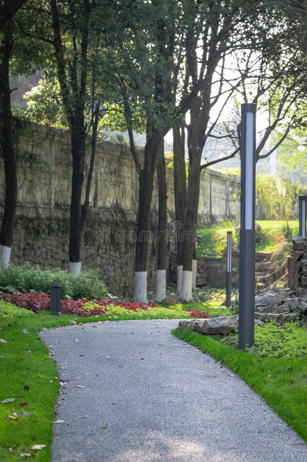 Curved garden path in park stock photo. Image of bush - 312986948