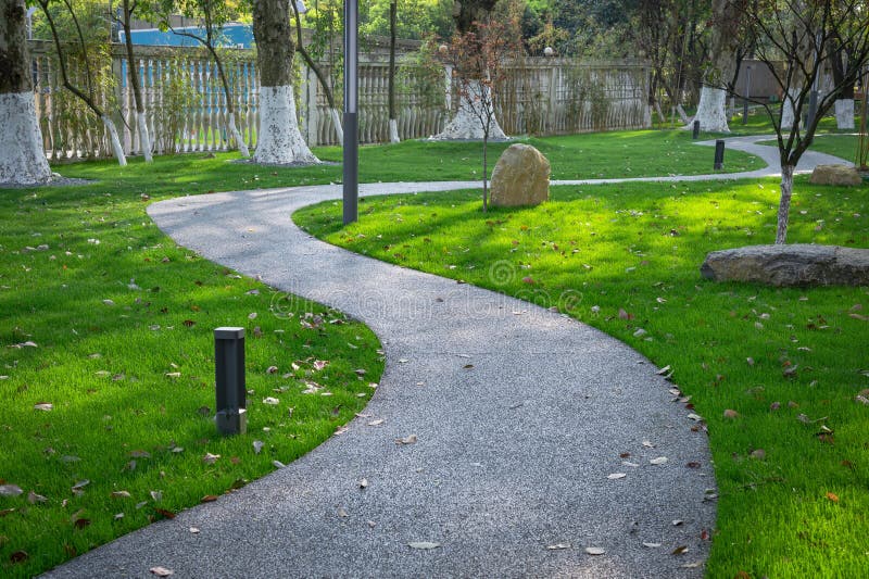 Curved garden path in park stock photo. Image of botanic - 312987122