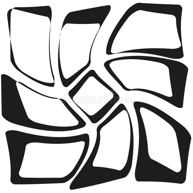 Curved Geometric Pattern. Abstract Vector Shape. Distorted Square Grid ...