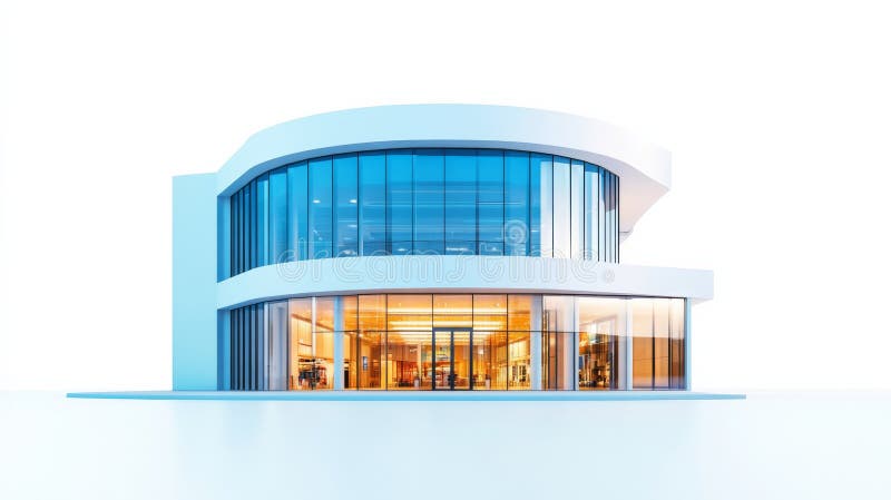 Curved Glass Building Render Modern Architecture Design, 3D Model ...