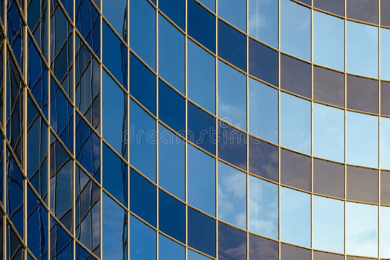 Curved Glass Facade of Modern Building Stock Photo - Image of district ...