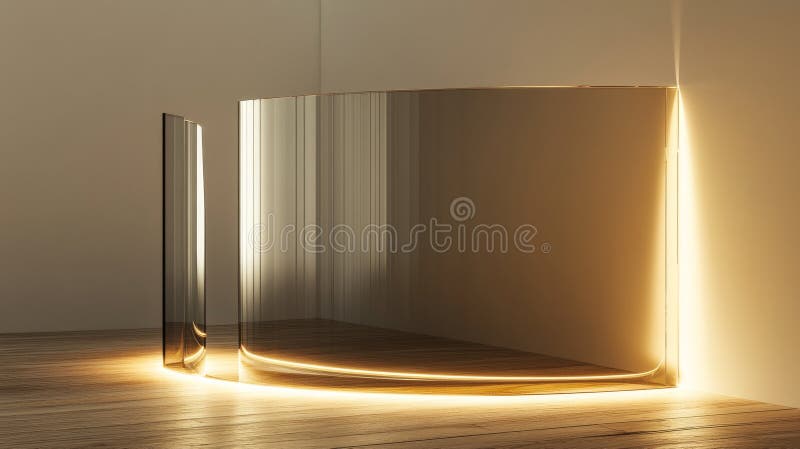 Curved Glass Partition Minimalist Design, Warm Lighting, Interior Decor ...