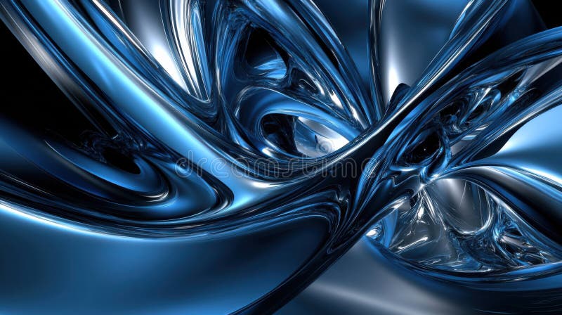 Intricate Blue Metallic Abstract Design Featuring Fluid Shapes and ...