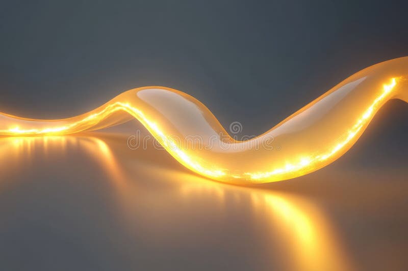 Curved Glowing Light Strip Illuminates Smooth Surface in Creative ...