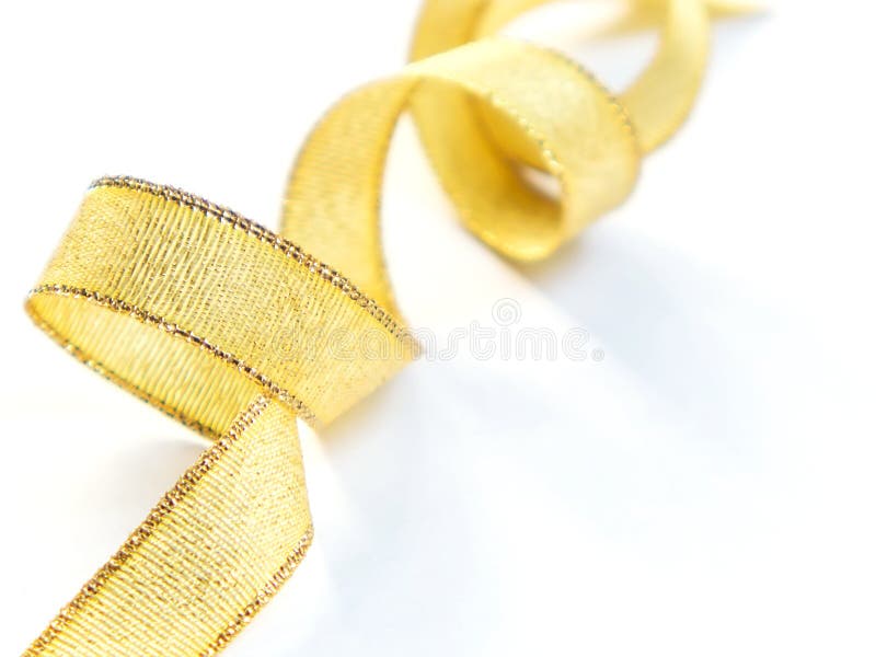 Curved gold satin ribbon stock photo. Image of concept - 61686784