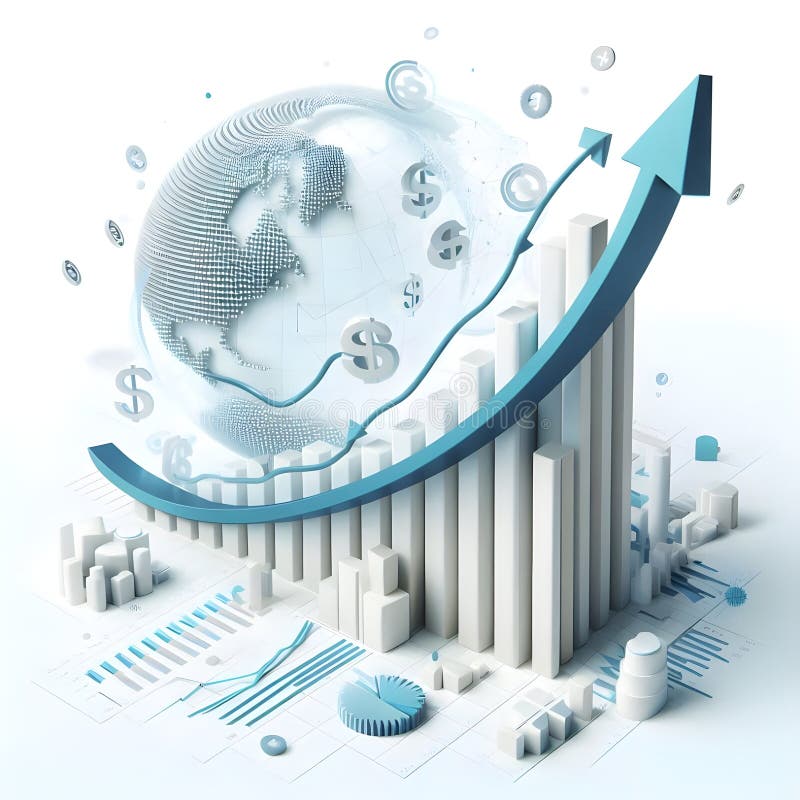 Curved Graph with Arrow Moving Up Stock Illustration - Illustration of ...