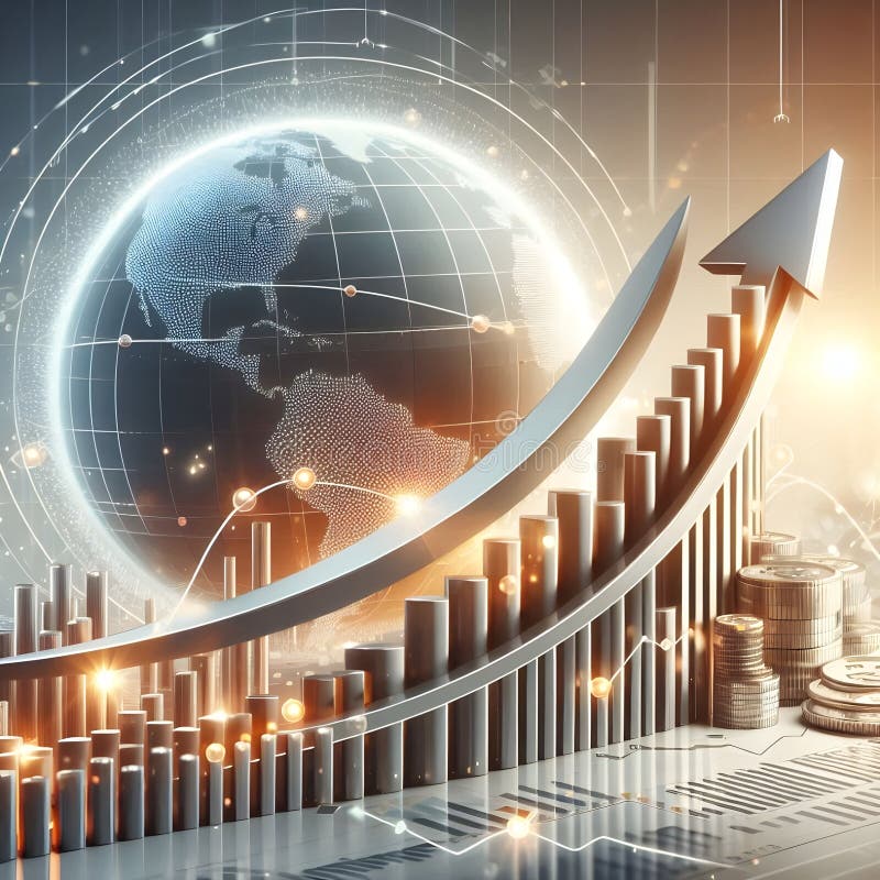 Curved Graph with Arrow Moving Up Stock Illustration - Illustration of ...