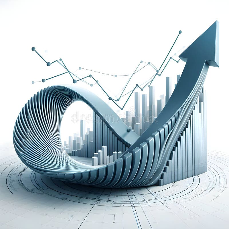 Curved Graph with Arrow Moving Up Stock Illustration - Illustration of ...