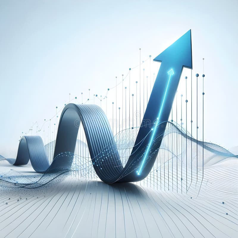 Curved Graph with Arrow Moving Up Stock Illustration - Illustration of ...