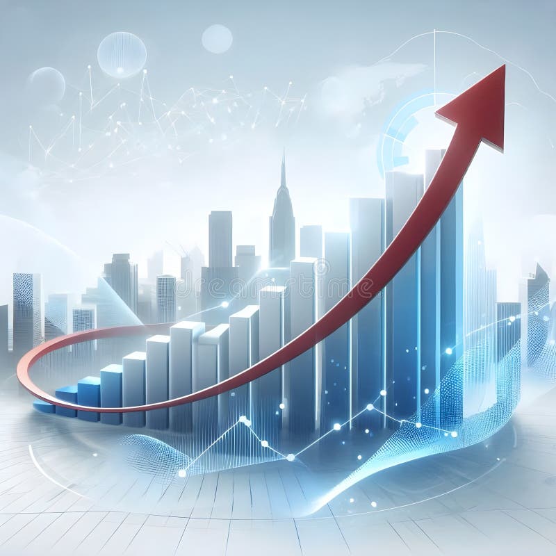 Curved Graph with Arrow Moving Up Stock Illustration - Illustration of ...