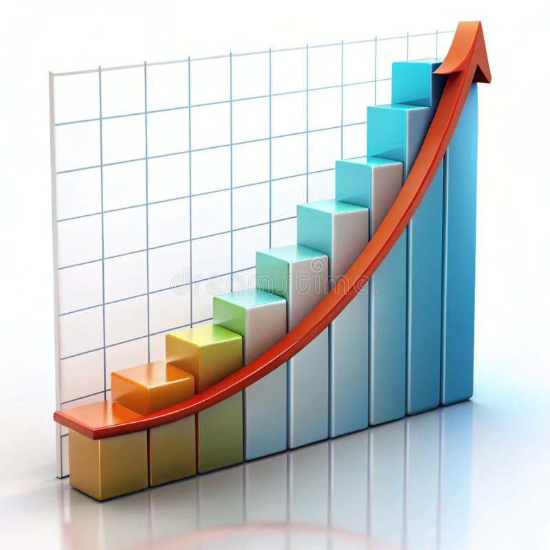 Curved Graph with Arrow Moving Up Stock Illustration - Illustration of ...