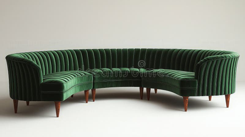 Curved Green Velvet Sofa Interior Design Stock Photo - Image of home ...
