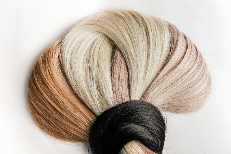 Curved Hair Samples for Extension,different Colors.White Background ...