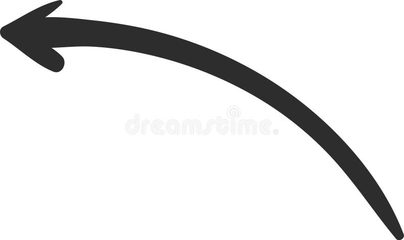 Curved, Hand Drawn Arrow Pointing Left, Serving As an Effective Symbol ...