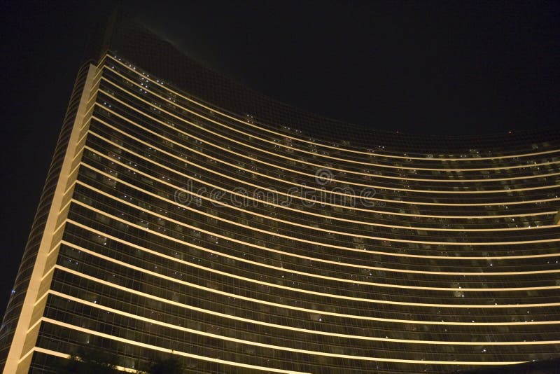 Curved Hotel at Night stock photo. Image of reflection - 3919376