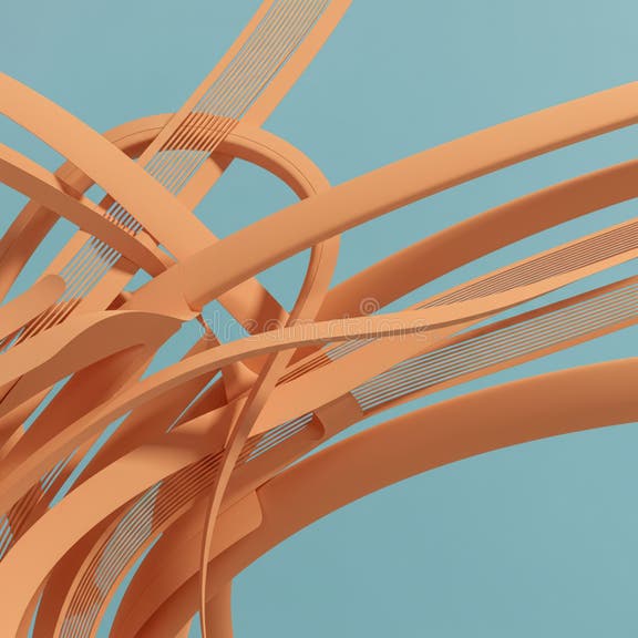 Curved, Interwoven Orange Structures Create an Abstract Design Against ...