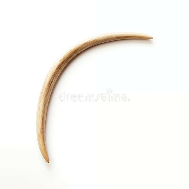 Curved Ivory-Like Horn Isolated on White Background Stock Illustration ...
