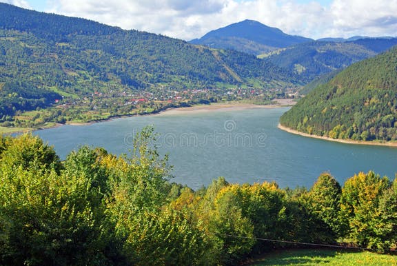 Curved lake stock photo. Image of clouds, bicaz, alley - 16259544