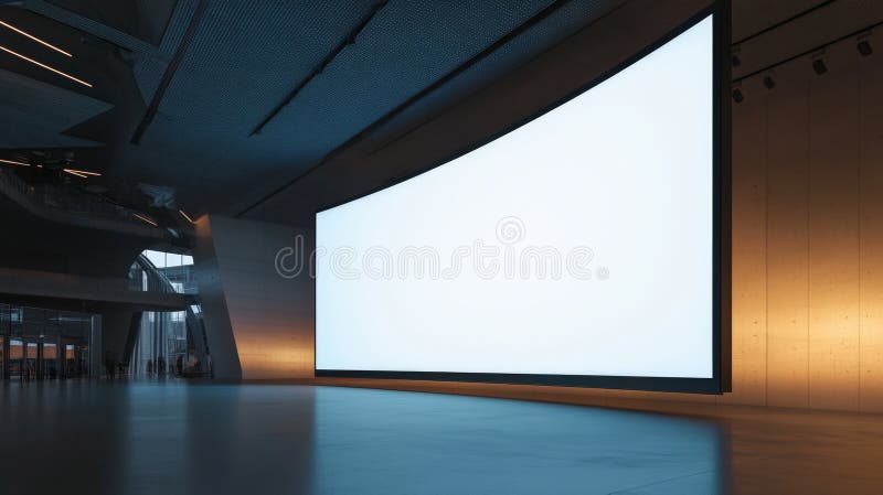 Curved Large Empty Digital Mockup Display Screen White Blank Screen ...