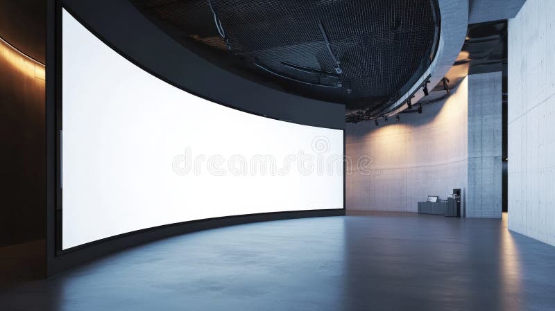 Curved Large Empty Digital Mockup Display Screen White Blank Screen ...