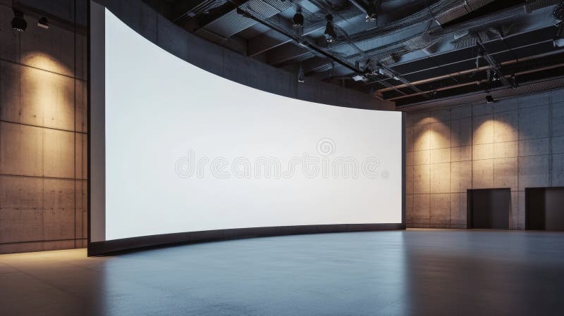 Curved Large Empty Digital Mockup Display Screen White Blank Screen ...