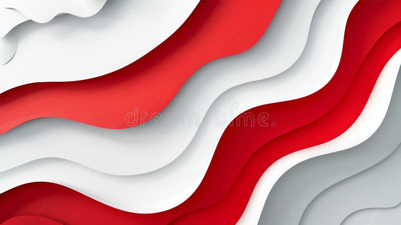 Curved Layers: Abstract Red and White Waves - Curved Layers of Red and ...