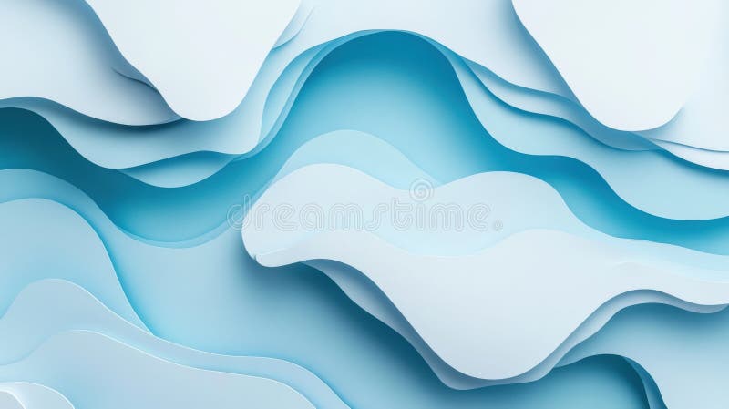 Abstract Blue Paper Waves Create a Serene and Modern Aesthetic for ...