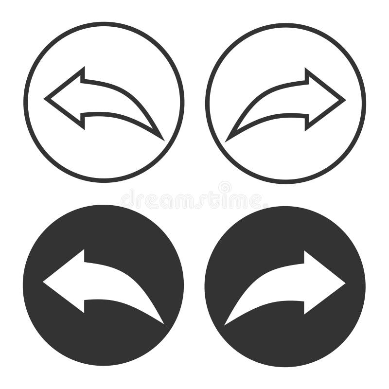Curved Left, Rigth Arrow Icon. Black and White Next Mark Pointer Symbol ...