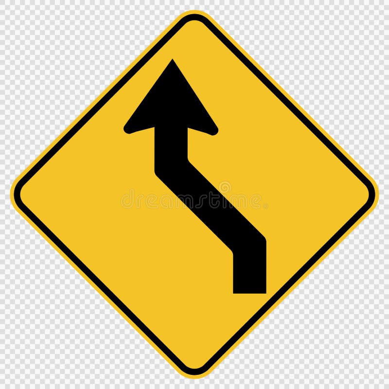 Symbol Curved Left Traffic Road Sign on Transparent Background Stock ...