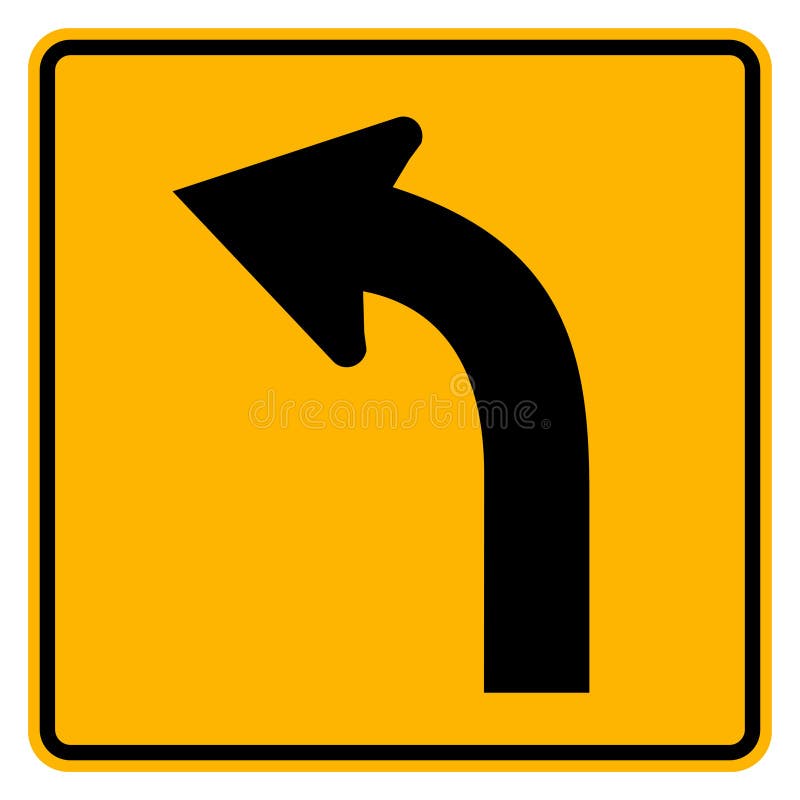 Curved Left Traffic Road Sign, Vector Illustration, Isolate on White ...